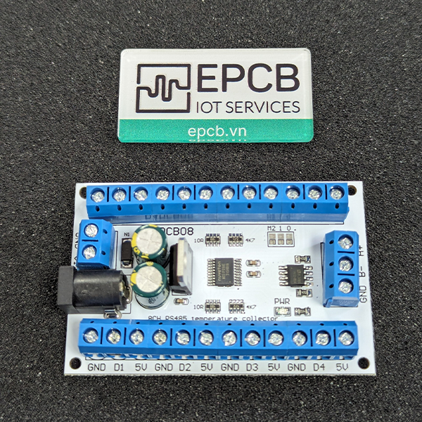 Mạch đọc 8 cảm biến nhiệt độ DS18B20 qua RS485 Modbus RTU (R4DCB08)