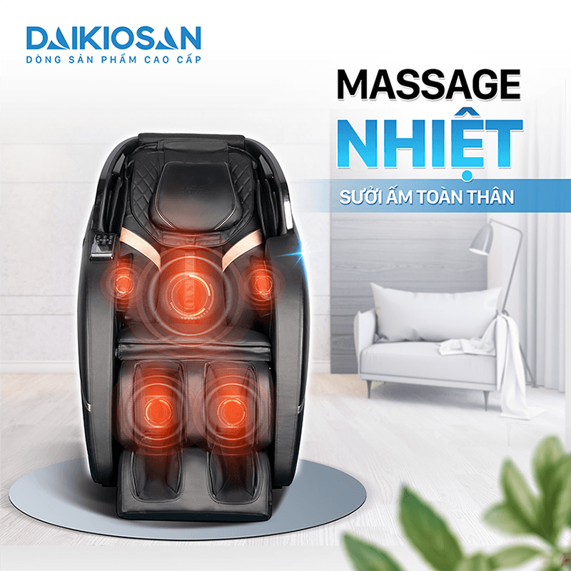 GHẾ MASSAGE DAIKIOSAN DKGM-20005 CÔNG NGHỆ 3D SƯỞI NHIỆT 4 ĐIỂM