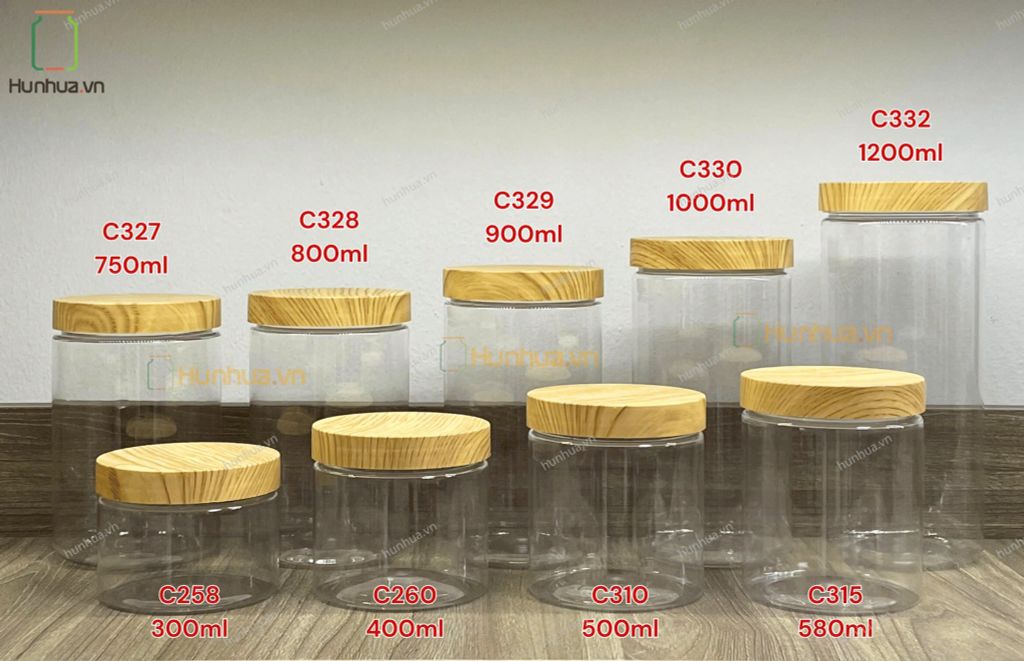 Hũ Nhựa 1000ml Nắp Vân Gỗ - C330 – Công Ty Nhựa Vinh Lợi