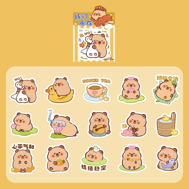 Bộ 30 sticker, hình dán trang trí - Capybara – Cá Chép Bookstore