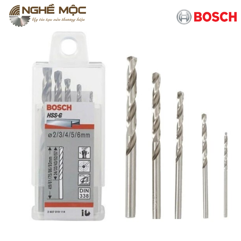 Hộp 5 mũi khoan sắt HSS-G 2/3/4/5/6mm Bosch 2607019114 – mochaiphat