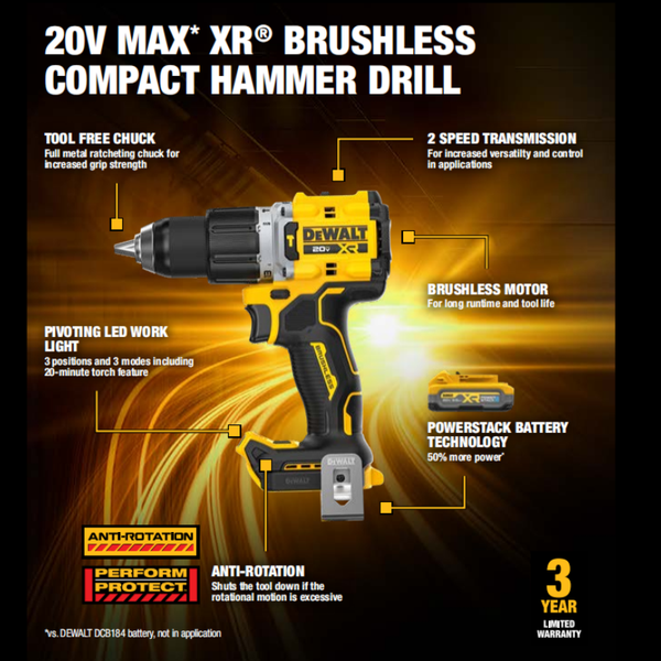 Máy khoan búa không chổi than 20V Dewalt DCD806 – mochaiphat