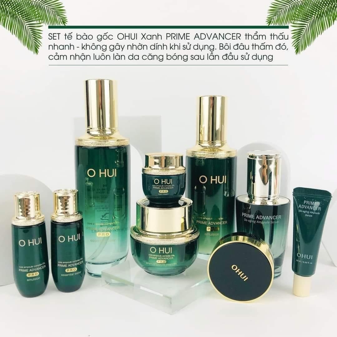Set Ohui xanh căng bóng 9sp tặng cushion