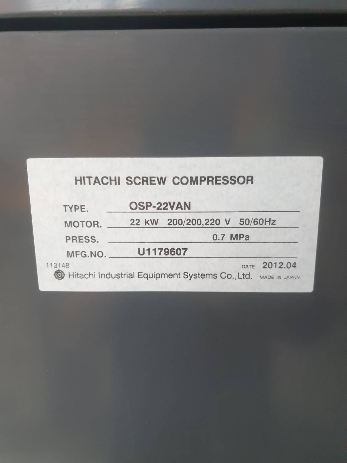 Máy nén khí trục vít 22kw biến tần Hitachi Next Series v22 plus – TEAM ...