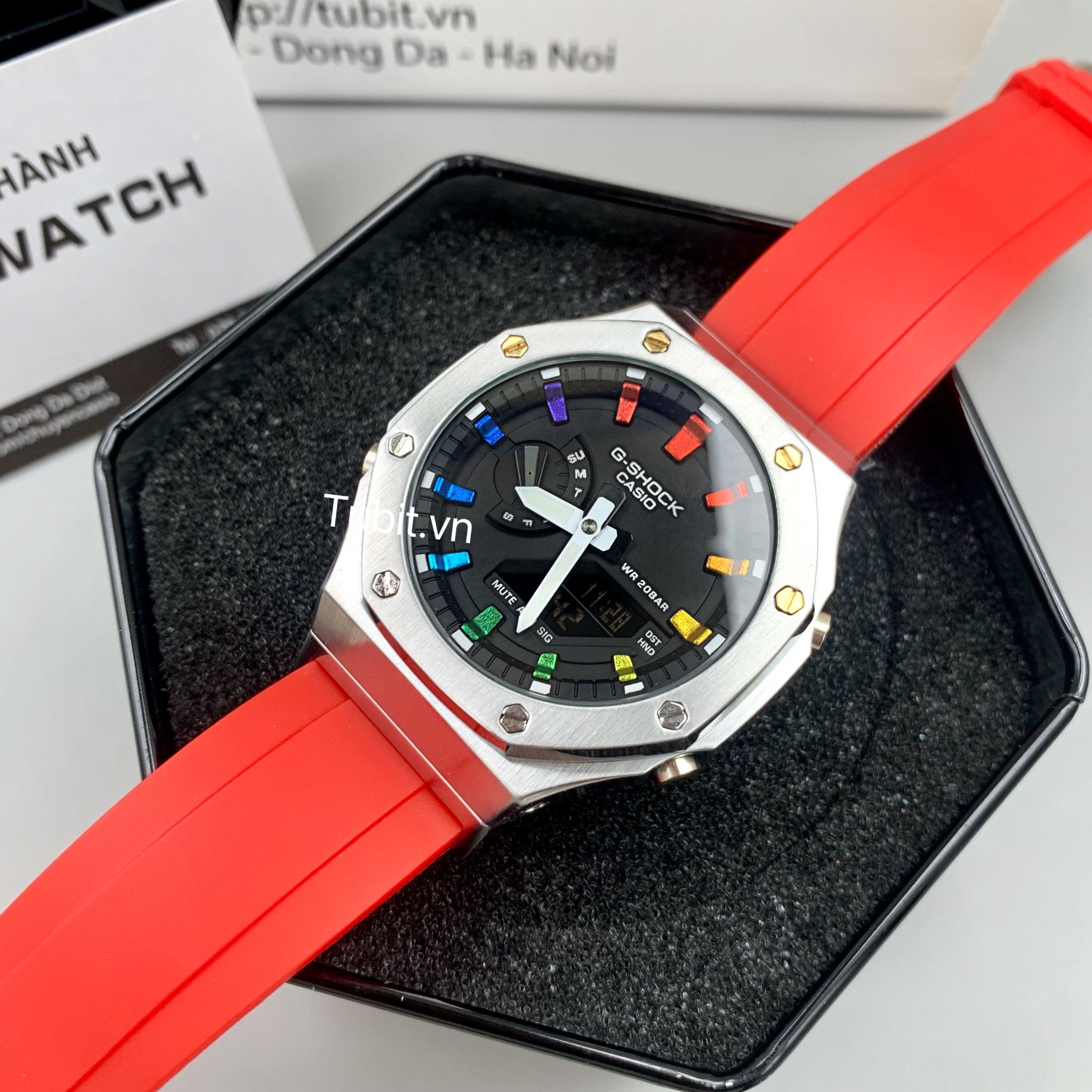Đồng hồ G-shock GA-2100 custom AP phối dây cao su đỏ 1:1 – Chuyên casio