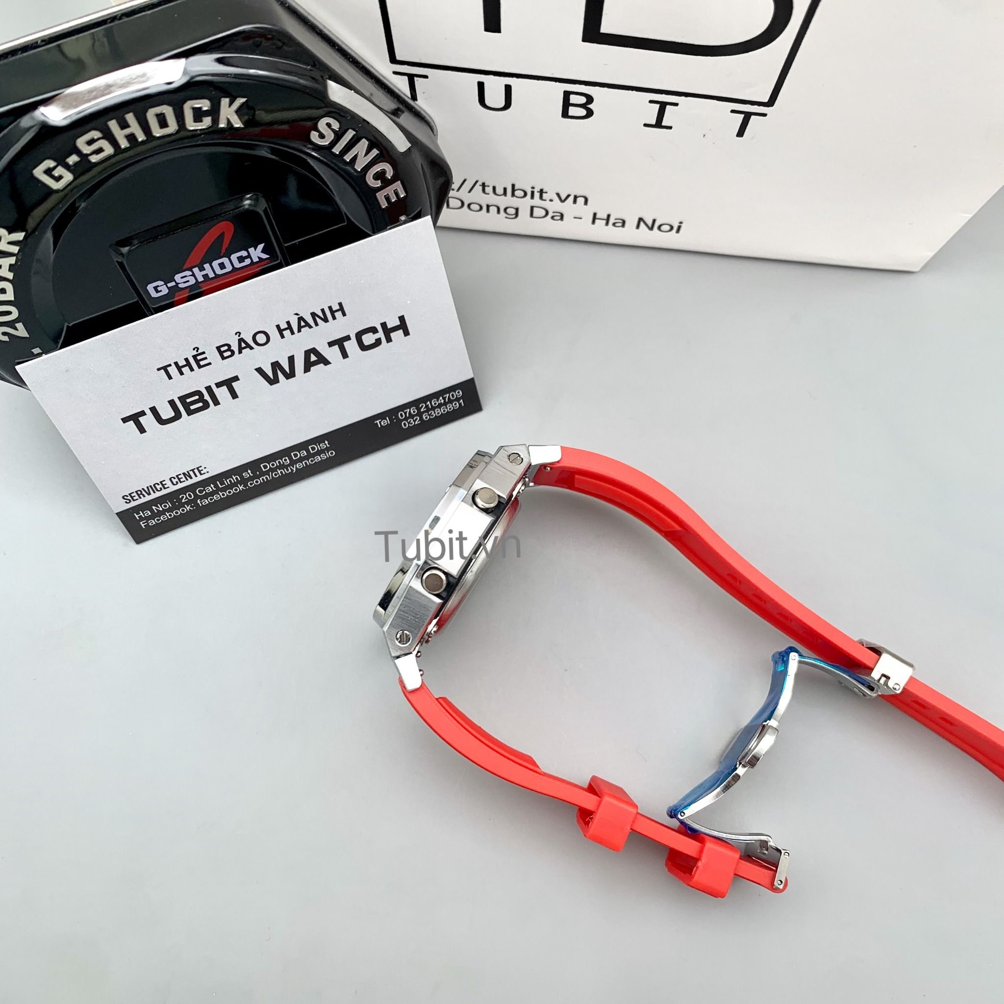 Đồng hồ G-shock GA-2100 custom AP phối dây cao su đỏ 1:1 – Chuyên casio
