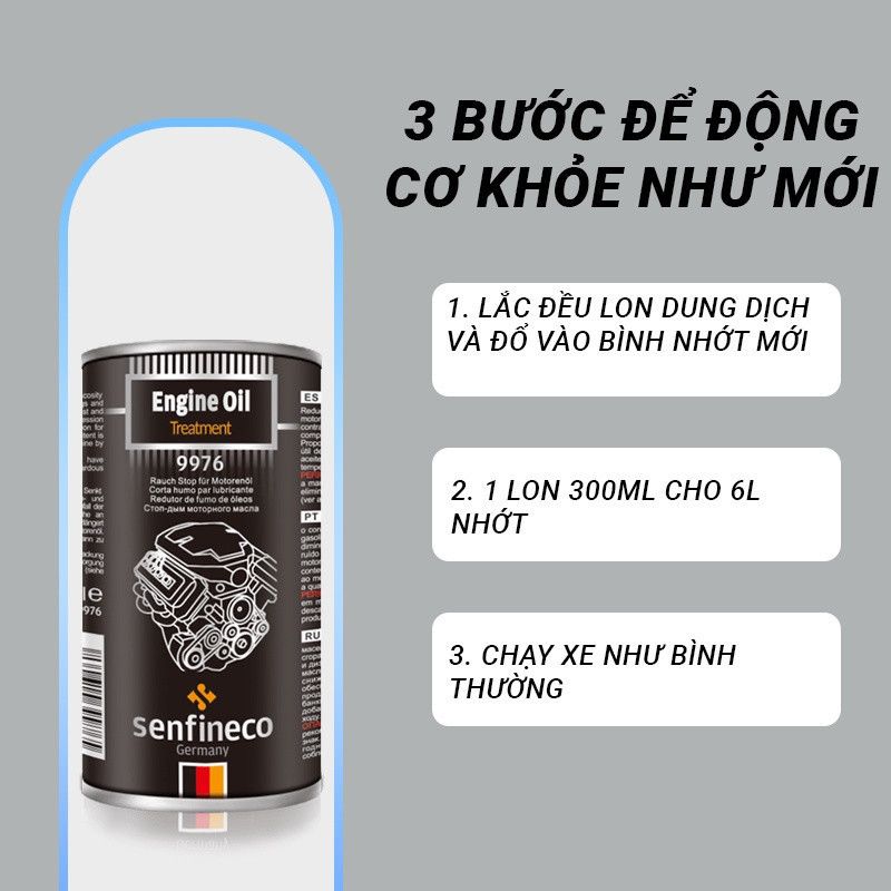 Phụ Gia Ổn Định Dầu động cơ Senfineco Engine Oil Treatment 9976 300ml ...
