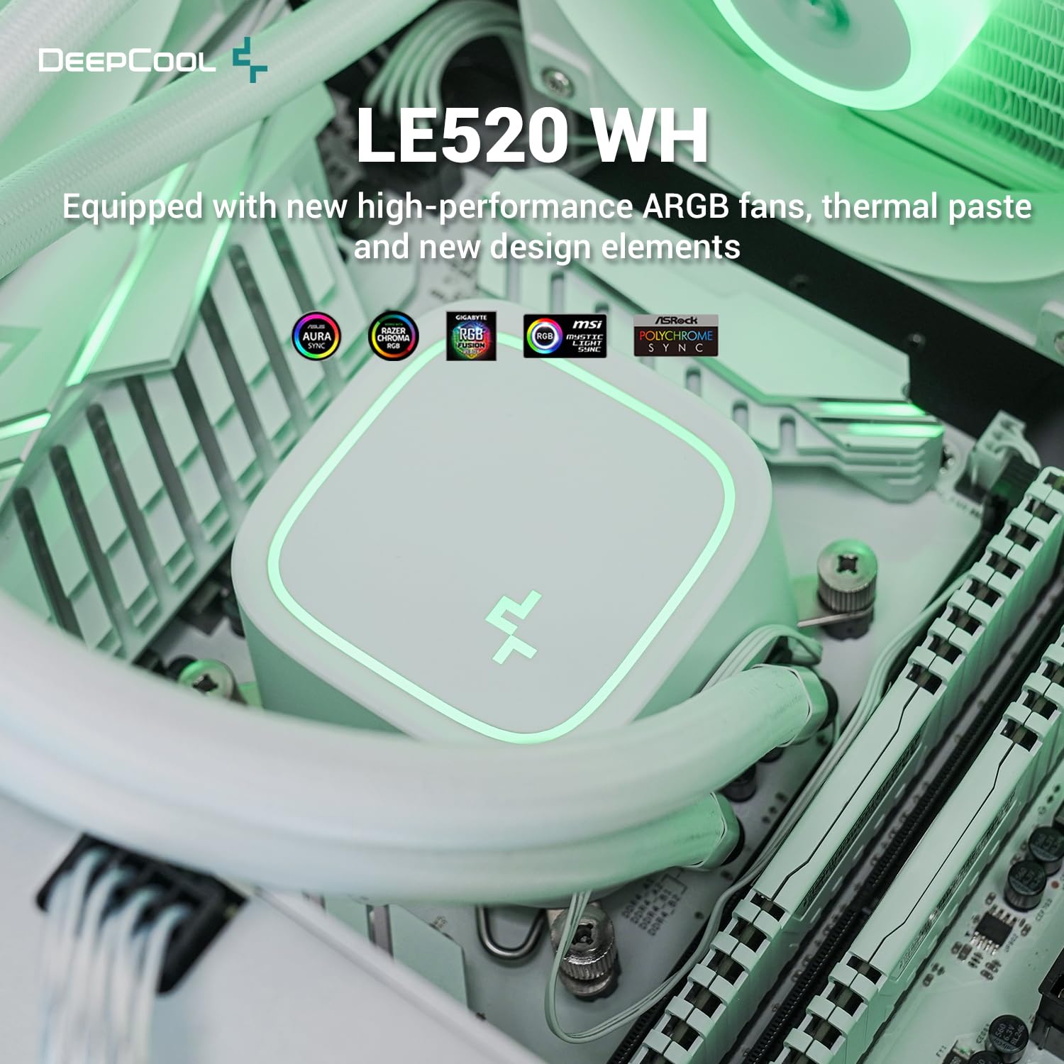Tản nhiệt nước Deepcool LE520 WH A-RGB R-LE520-WHAMMN-G-1 màu trắng