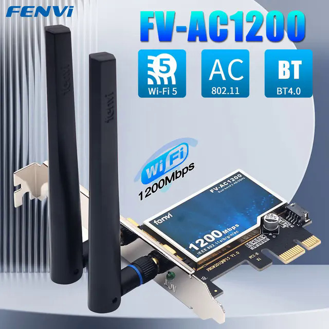 Cạc mạng không dây Fenvi FV-AC1200 PCI-E (Băng tần kép 5G Bluetooth