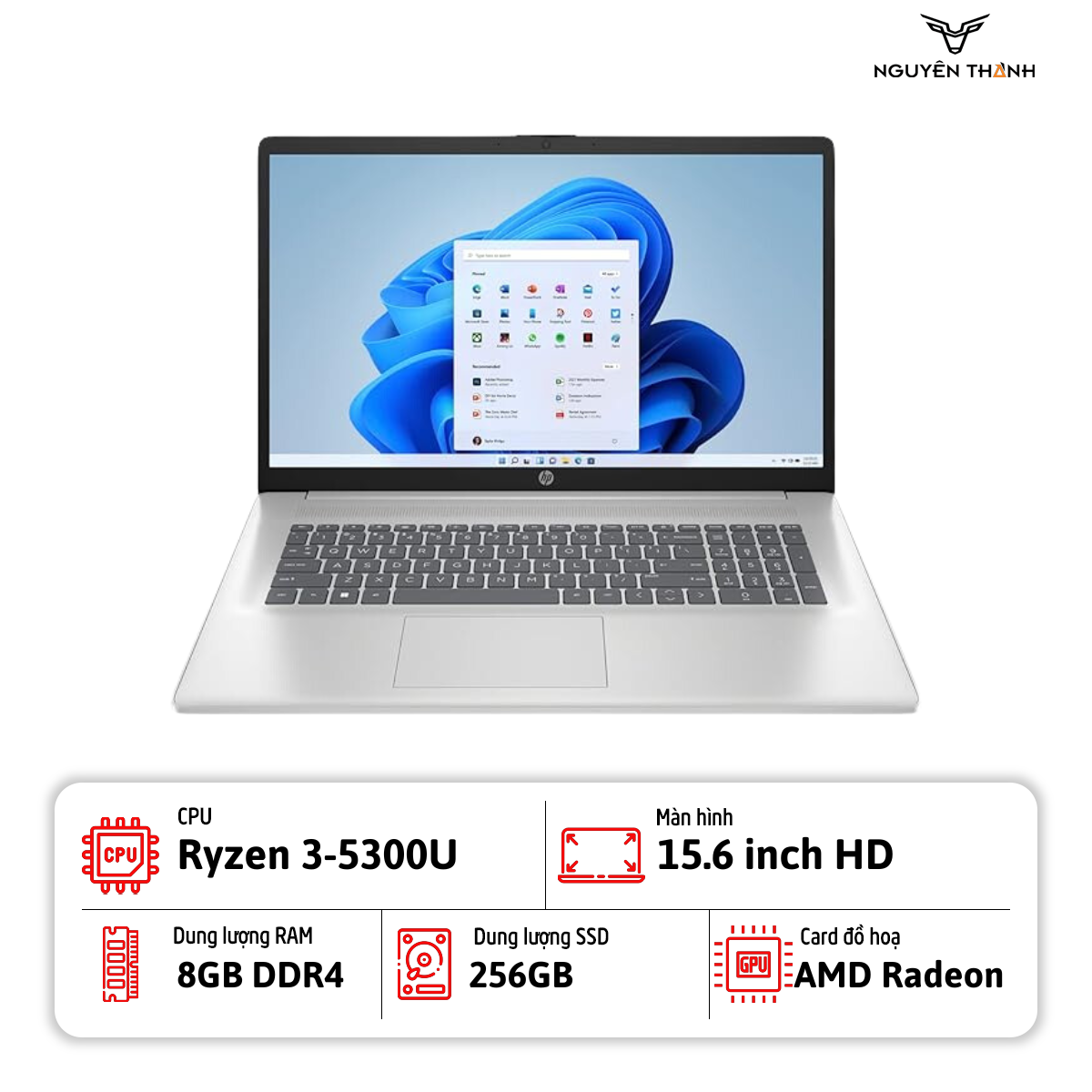 Laptop HP 15-ef2033dx (R3-5300U, 8GB RAM, 256GB SSD,15.6" HD)