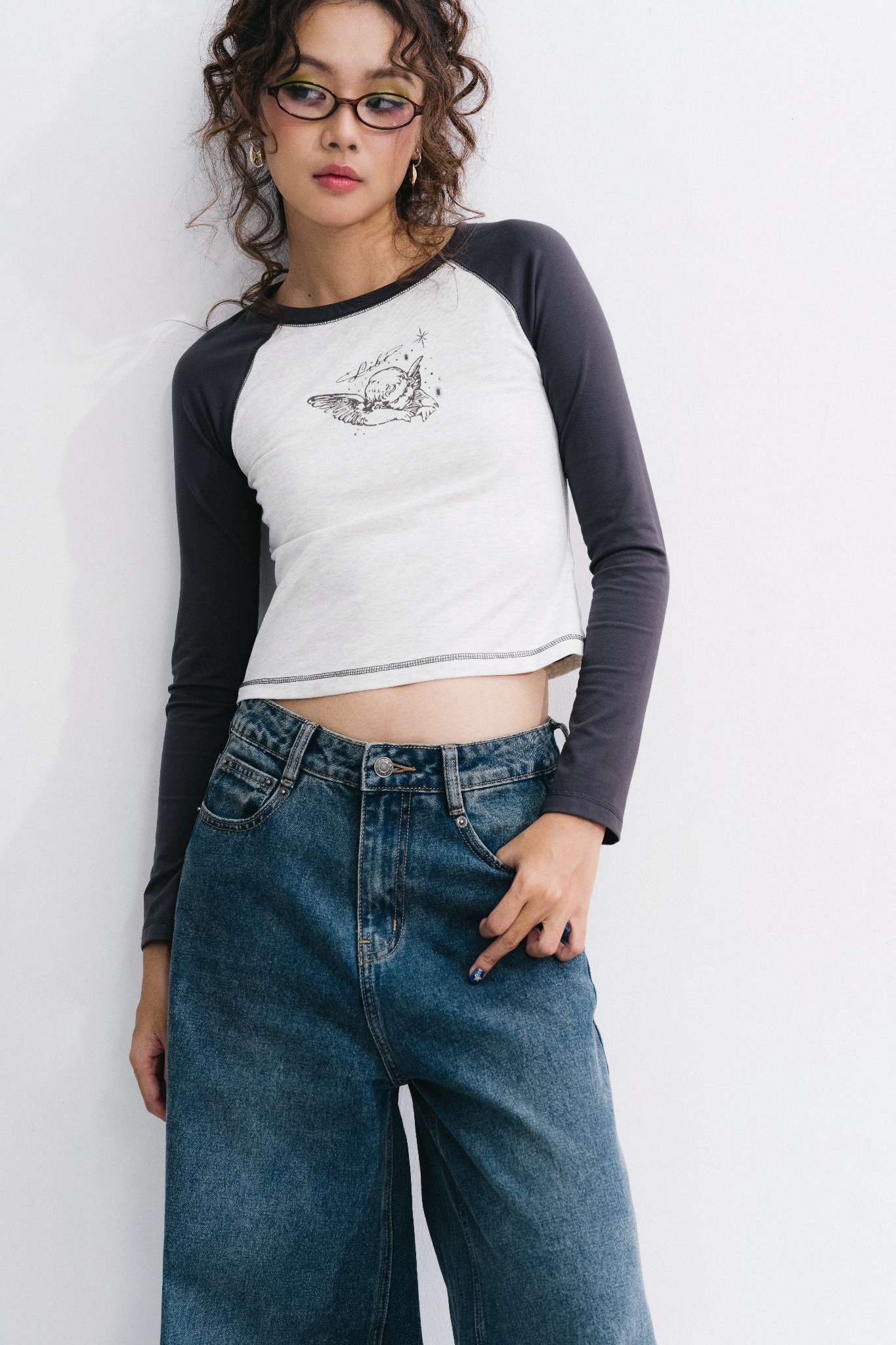 Grey Printed Long Sleeve Raglan Top – LIBÉ Grey Printed Long Sleeve Raglan Top – LIBÉ