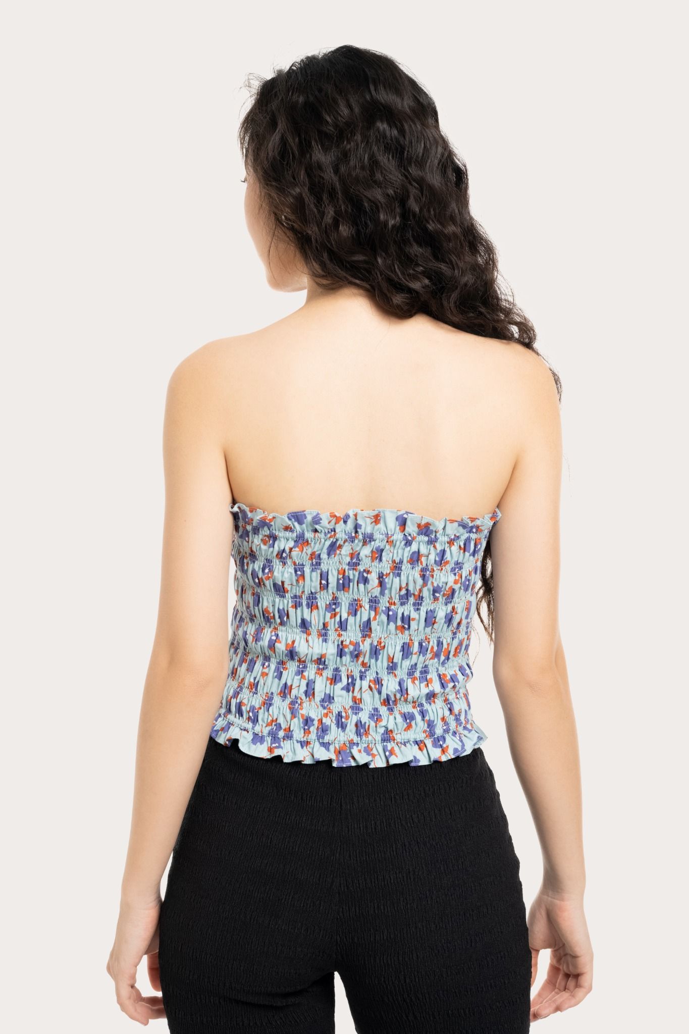 Blue Floral Ribbon Tube Top – LIBÉ