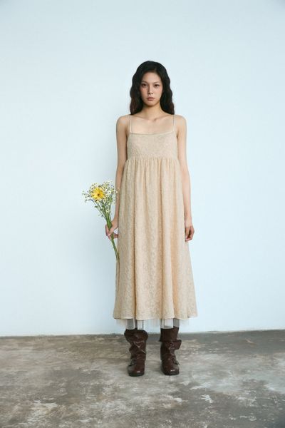 Beige Lace Midi Dress – LIBÉ