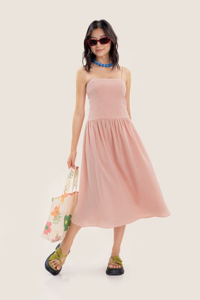 Light Pink Strappy Dropped Waist Midi Dress – LIBÉ