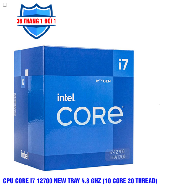 CPU Intel Core i7-12700K (25M Cache, up to 5.00 GHz, 12 Nhân 20 Luồng,