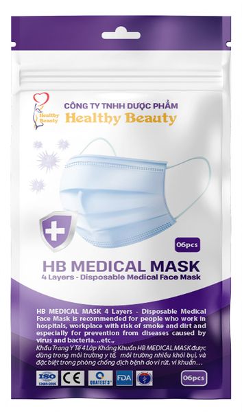 HB MEDICAL MASK - TÚI ZIP - KHẨU TRANG Y TẾ 4 LỚP KHÁNG KHUẨN MÀU XANH ...