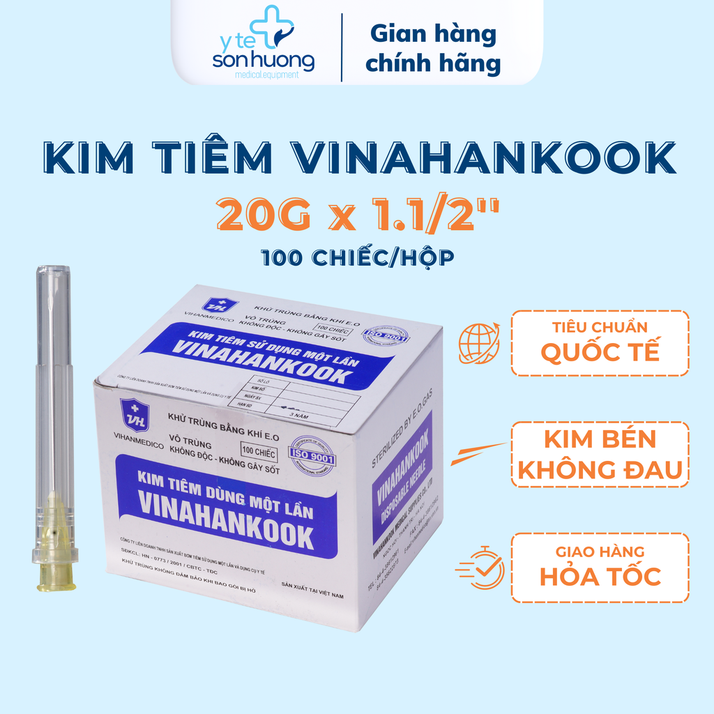 Kim tiêm 20G x 1.1/2'' Vinahankook – Y Tế Sơn Hương