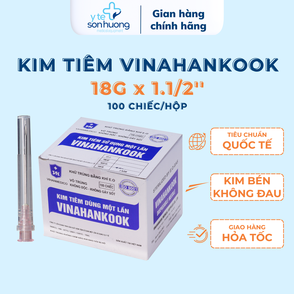 Kim tiêm 18G x 1.1/2'' Vinahankook – Y Tế Sơn Hương