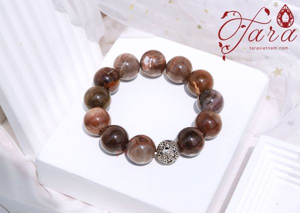 Đá Gỗ Hóa Thạch mix Charm Bạc Nam Tính – TARA GEMS