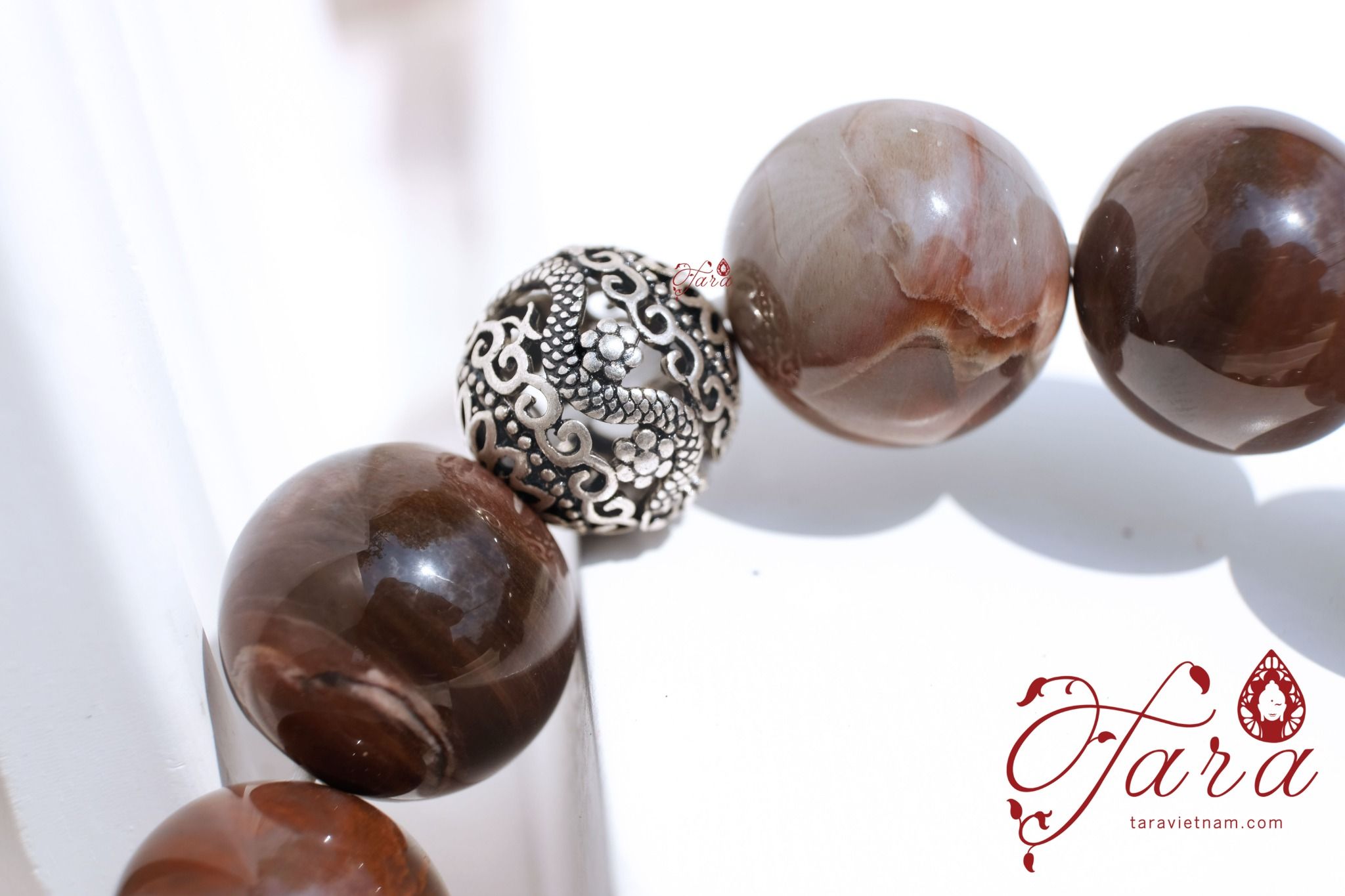 Đá Gỗ Hóa Thạch mix Charm Bạc Nam Tính – TARA GEMS