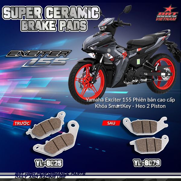 Bố thắng trước BRT EX155(2 PISTON), Fz150, R15VVA, MT15,XSR, SIRIUS FI ...