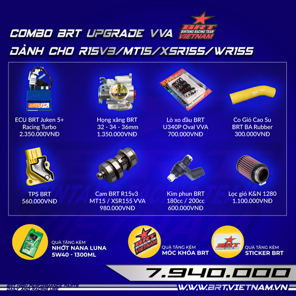 Combo BRT UPGRADE R15v3/ MT-15/ FZ155i/ XSR155 – BRT VIỆT NAM