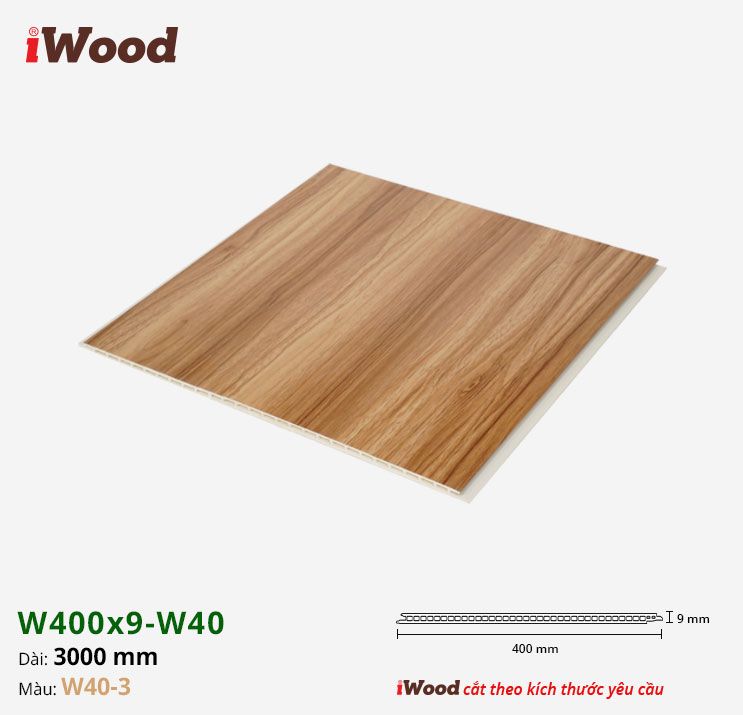 Tấm ốp Nano iWood W400x9-W40 – Tổng Kho Gỗ Nhựa Composite