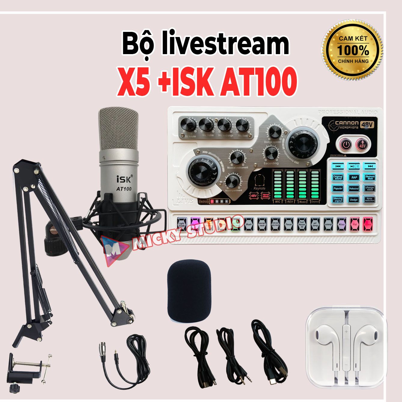 Combo mic ISK AT100 Sourd Card X5 có cổng mic 48v âm thanh vượt trội – MICKY Studio VIỆT NAM ...