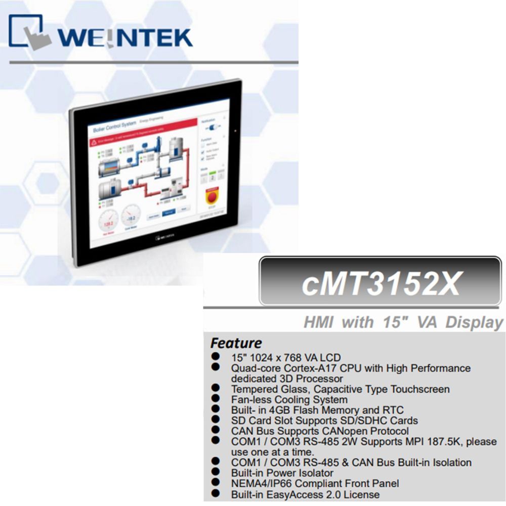 [15inch - CMT3152X] Màn hình cảm ứng HMI Weintek CMT-X Advanced 15 inc – EDISUN