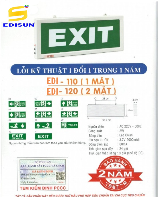 [EDI] Bảng EXIT VN - có tem chứng nhận PCCC – EDISUN