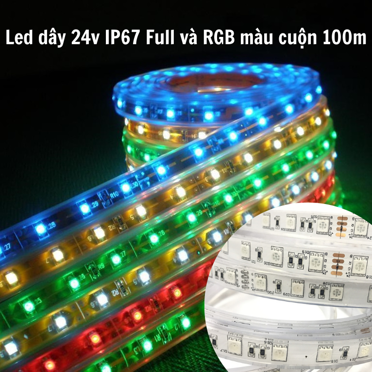 Led dây 24V IP67 Full màu - RGB cuộn 100m – EDISUN