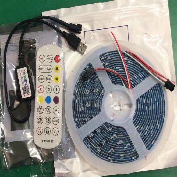 Led dây 5m đuổi hiệu ứng âm thanh, 1903 60IC - led/m + bộ điều khiển w ...