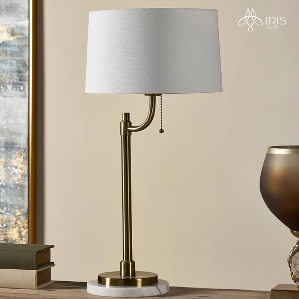 Đèn bàn trang trí thân kim loại mạ vàng đế đá marble trắng – Iris Home