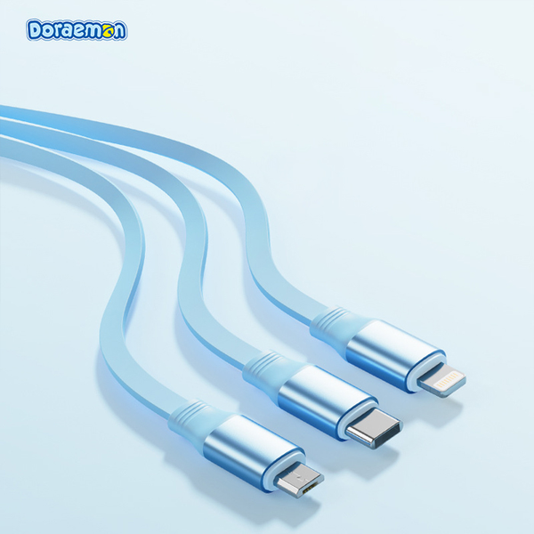 Cáp sạc Doraemon tích hợp 3 đầu (Lightning, Micro USB, Type-C) 1M
