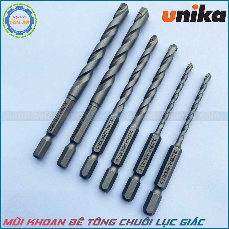 Mũi khoan tường bê tông chuôi lục giác 1/4" Unika Japan loại RJ – Điện Máy Tâm An