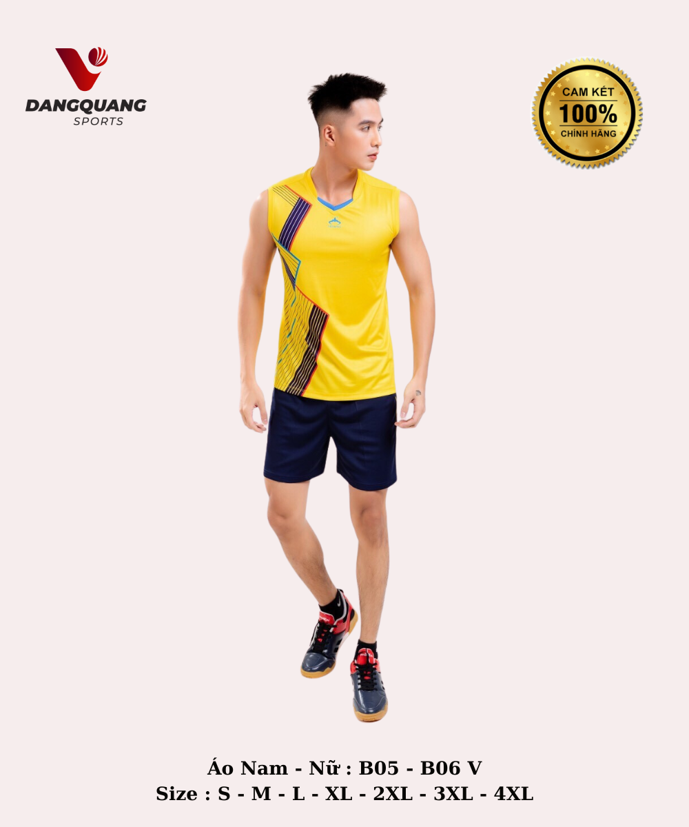 Áo Vinapro nam nữ B05 - B06 V Vàng – Đăng Quang Sports
