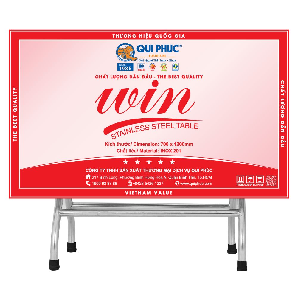 Bàn inox chữ nhật WIN phi 32