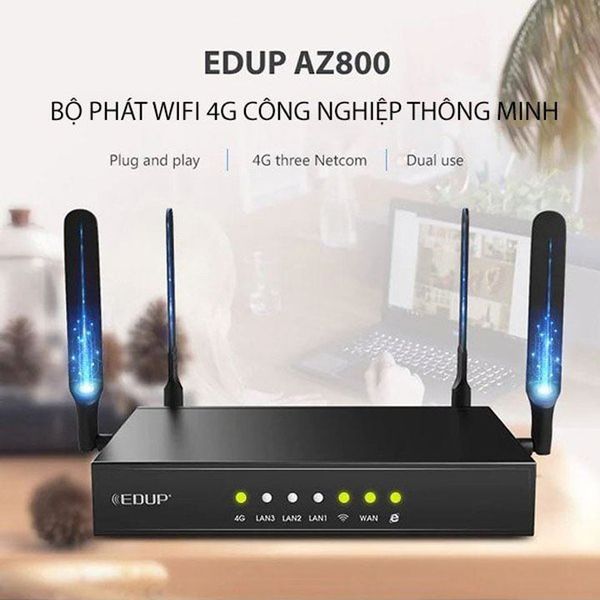 Bộ Phát Wifi 4G Công Nghiệp Edup AZ800 Tốc Độ 300Mb 4 Râu Shop 689.VN - Hàng Chuẩn Giá Tốt