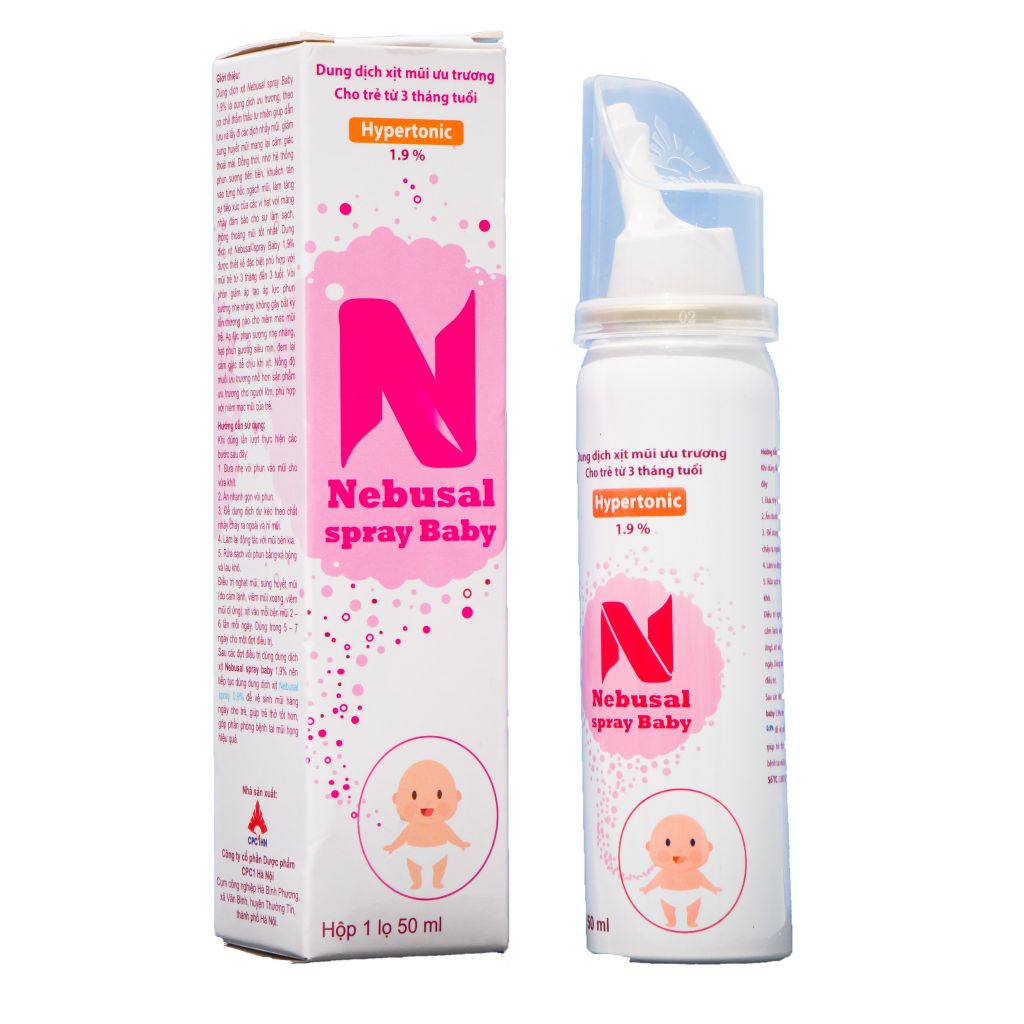 Nước muối vô trùng Nebusal spray 1,9% Baby cho trẻ từ 3 tháng trở lên ...