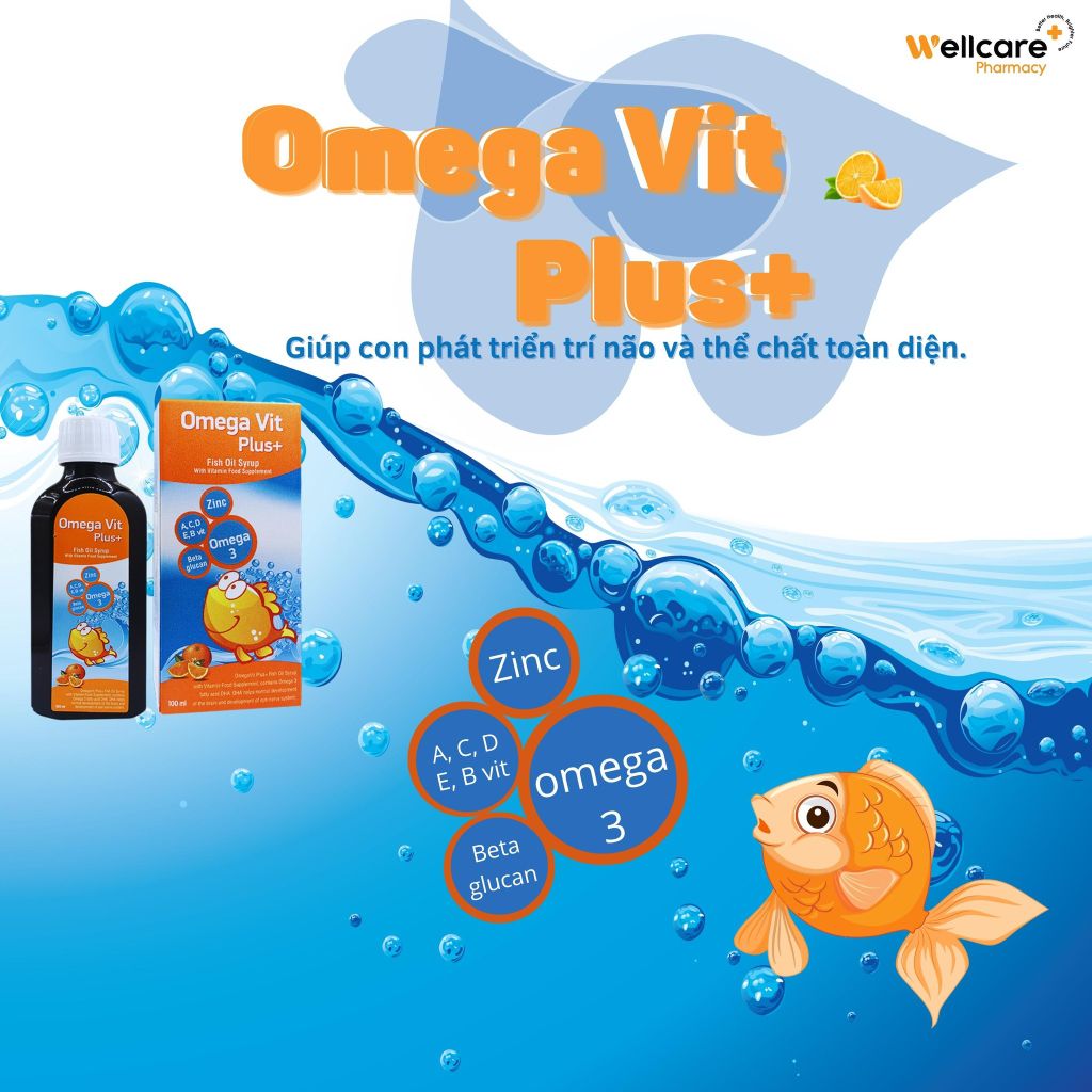 Omega Vit Plus 100ml bổ sung dầu cá và vi chất cho trẻ trên 6 tháng tu ...