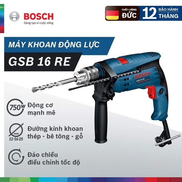 Máy khoan động lực Bosch GSB 16 RE - 06012281K1 – ENOVA TECH., JSC