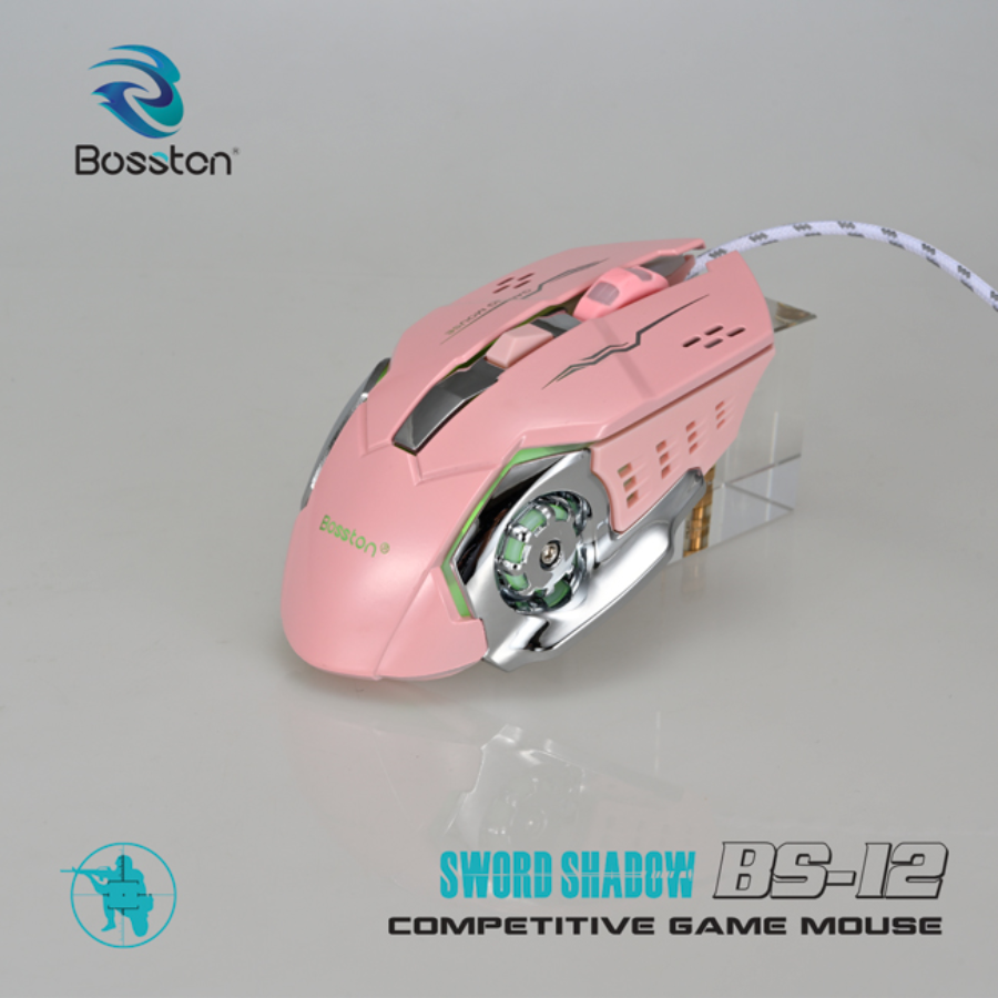 Chuột Gaming Bosston BS-12 Hồng – Vi Tính Mạnh Quý