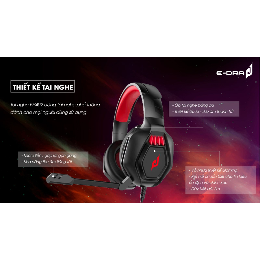 Tai Nghe Gaming E-Dra EH402 – Vi Tính Mạnh Quý