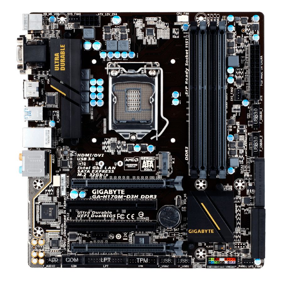 Mainboard Gigabyte H170M-D3H Ram3 – Vi Tính Mạnh Quý