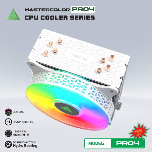 Fan CPU VSPTECH Mastercolor Pro 4 Black – Vi Tính Mạnh Quý