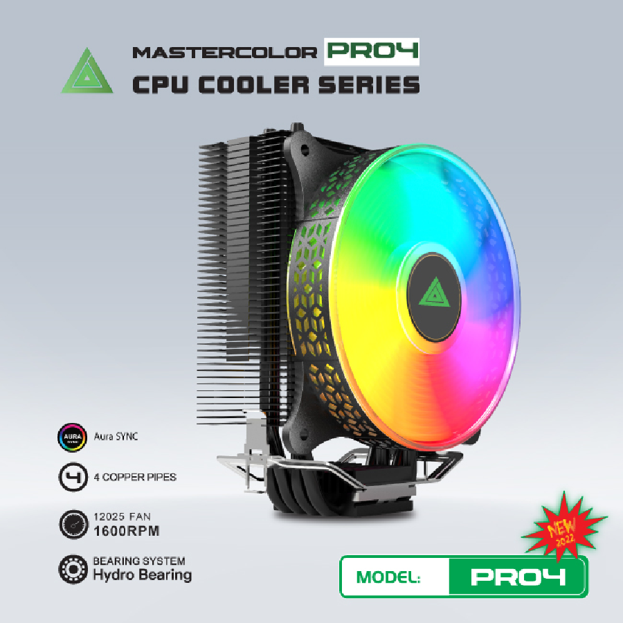 Fan CPU VSPTECH Mastercolor Pro 4 Black – Vi Tính Mạnh Quý