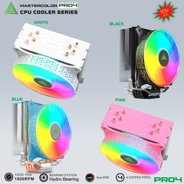 Fan CPU VSPTECH Mastercolor Pro 4 Black – Vi Tính Mạnh Quý