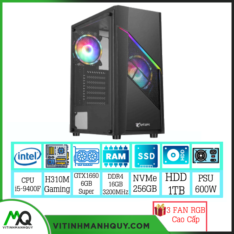 PC Gaming MQ (Core i5 9400F, GTX1660 6G, Ram 16GB, SSD 256GB, HDD 1TB ...