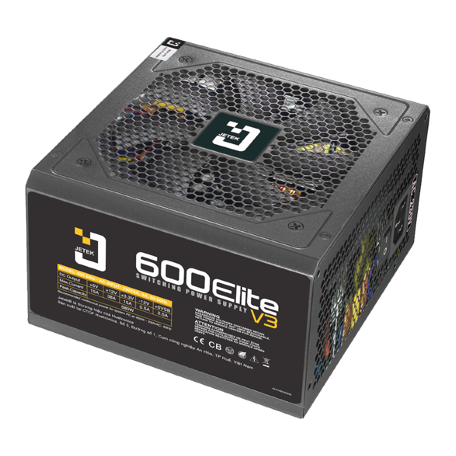 Nguồn Jetek Model 600W Elite V3 – Vi Tính Mạnh Quý