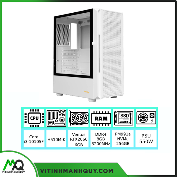 PC Gaming MQ ( Core i3-10105F / RTX2060 / 8GB 3200 / SSD 256GB / 550W ...